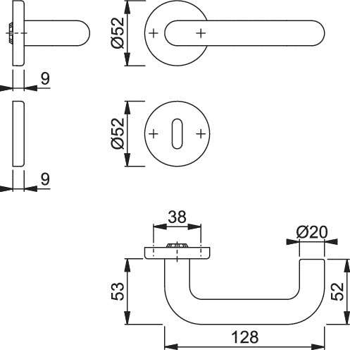 ajtó kilincs rozettás bb/pz 1240016, fekete Kilincsek